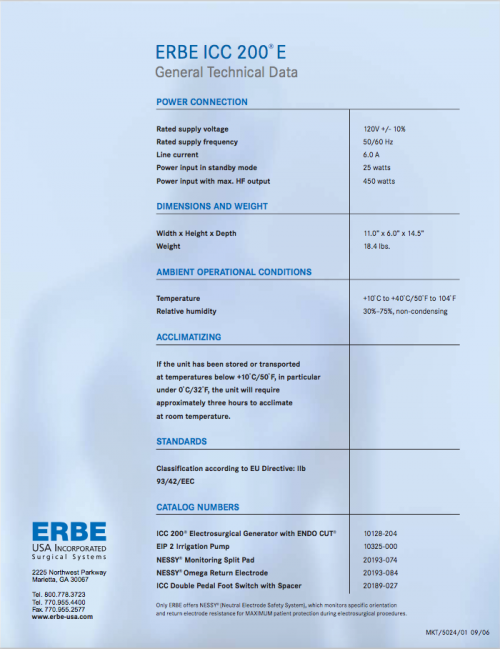 ERBE ICC 200E - Electrosurgical Workstation - Overstockme.com